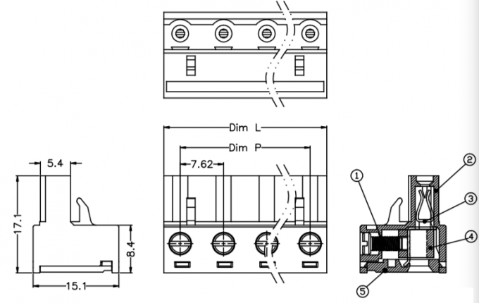Female Plug In Terminal Block Connector 2EDG 7.62mm With PA66 / UL94V-0 ...