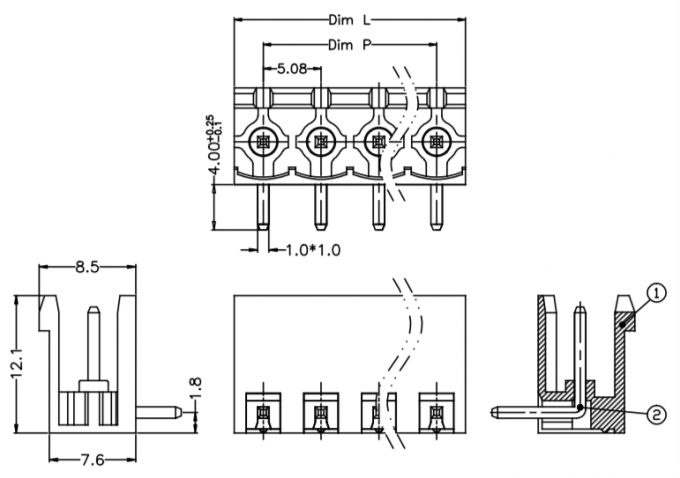 5.08mm 2EDG Plug In Connector Blocks , Male Type PCB Mount Terminal Block