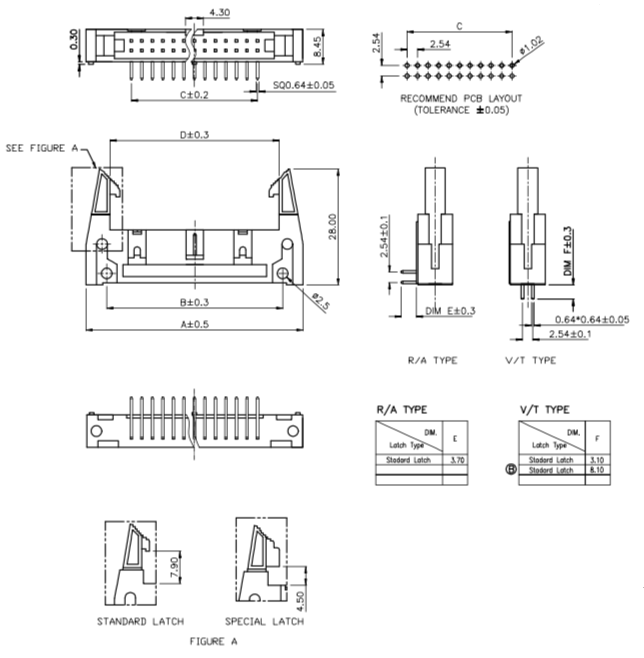 2.54mm SMT Type Small Electrical Connectors Shrouded Male Header ...